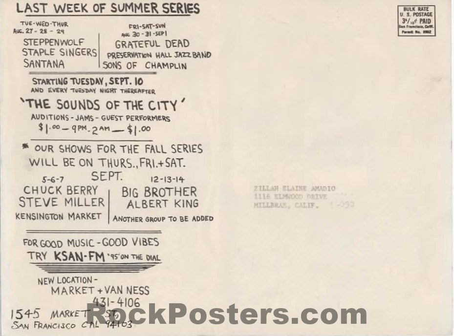 AUCTION - BG-134/135 - Grateful Dead/ Santana - Lee Conklin - 1968 Mai ...
