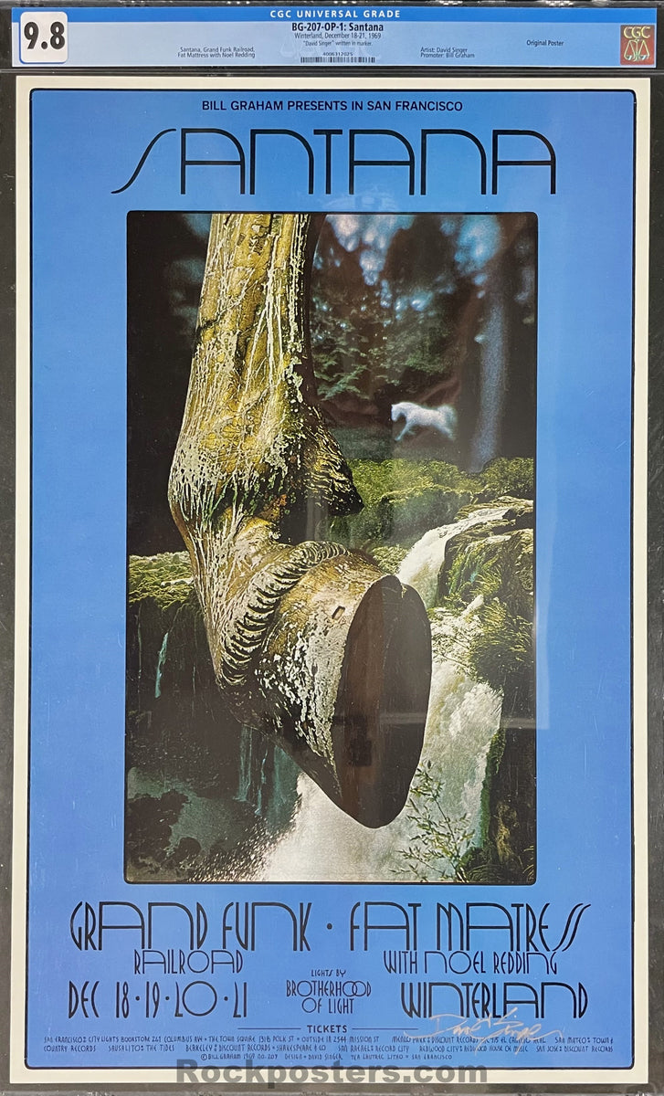 BG-207 - Santana - David Singer Signed - 1969 Poster - Winterland - CG ...