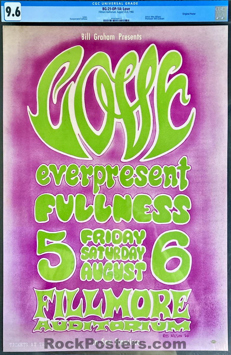 BG-21 - Love - Wes Wilson - 1966 Poster - Fillmore Auditorium - CGC Gr ...