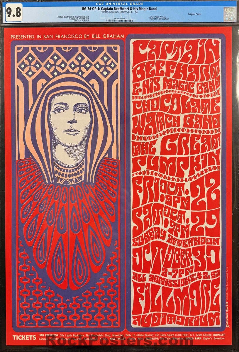 AUCTION - BG-34 - Captain Beefheart - Wes Wilson - 1966 Poster - Fillm ...