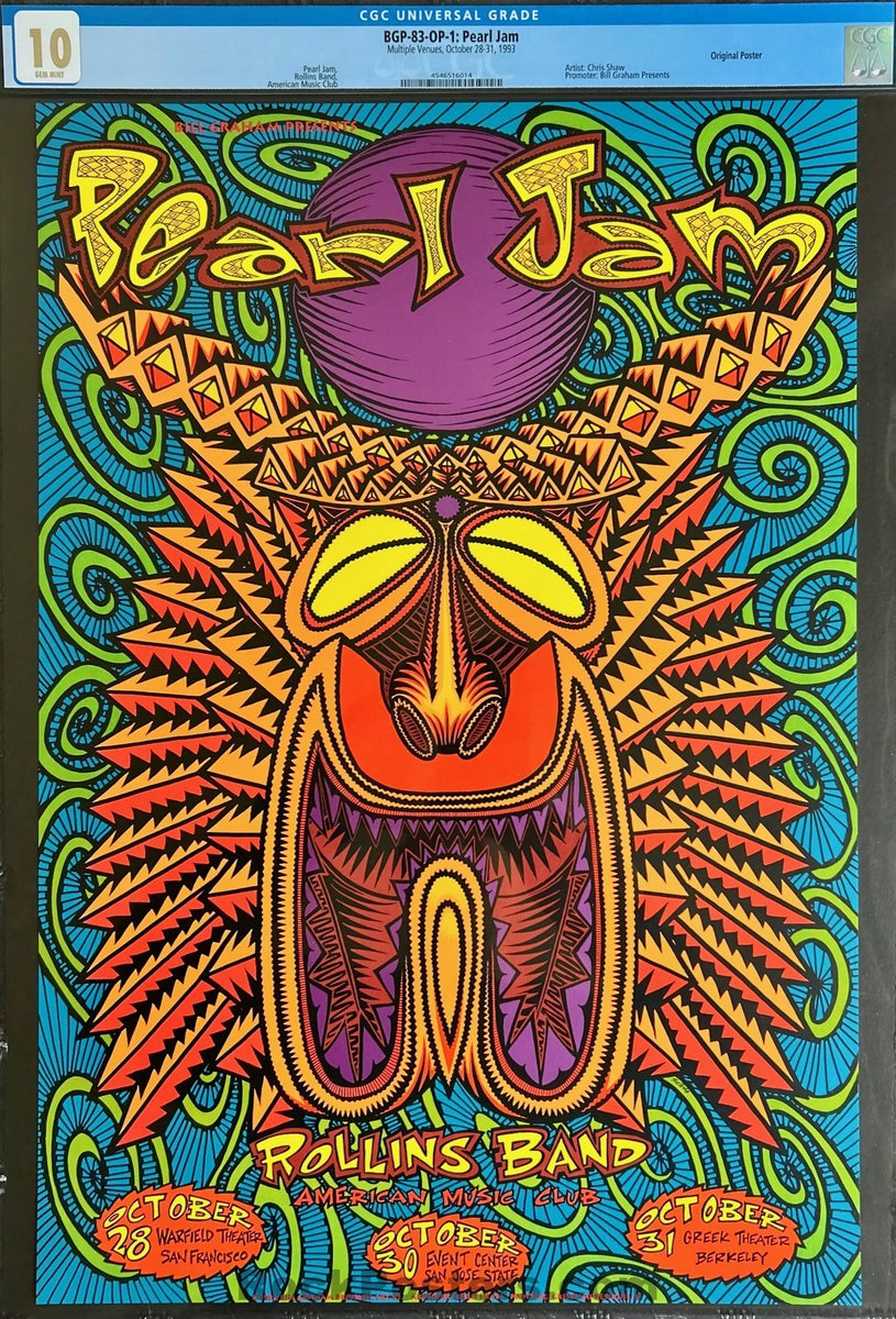 BGP-83 - Pearl Jam - 1993 Poster - Warfield Theater - CGC Graded 10 GE ...