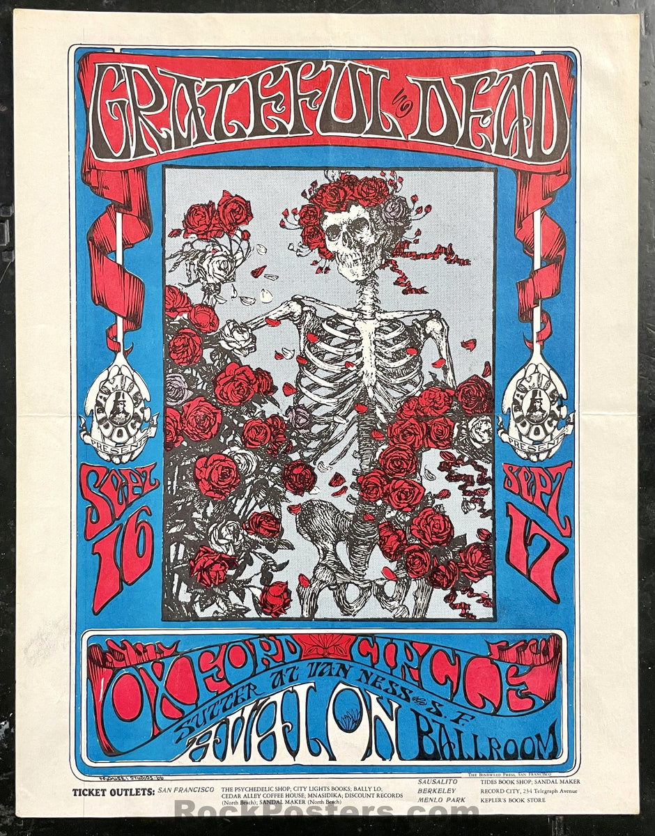 AUCTION - FD-26 - Grateful Dead - Skeleton & Roses - 1966 Handbill - A ...