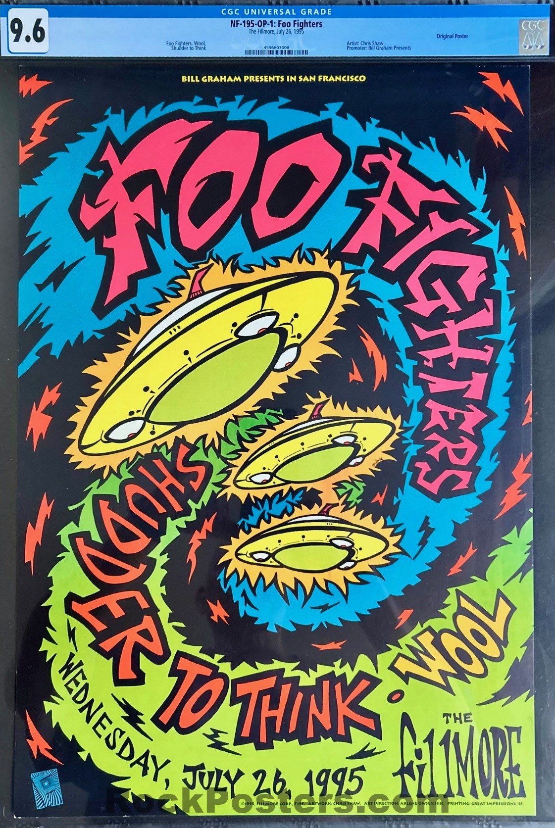 NF-195 - Foo Fighters - 1995 Poster - The Fillmore - CGC Graded 9.6 ...