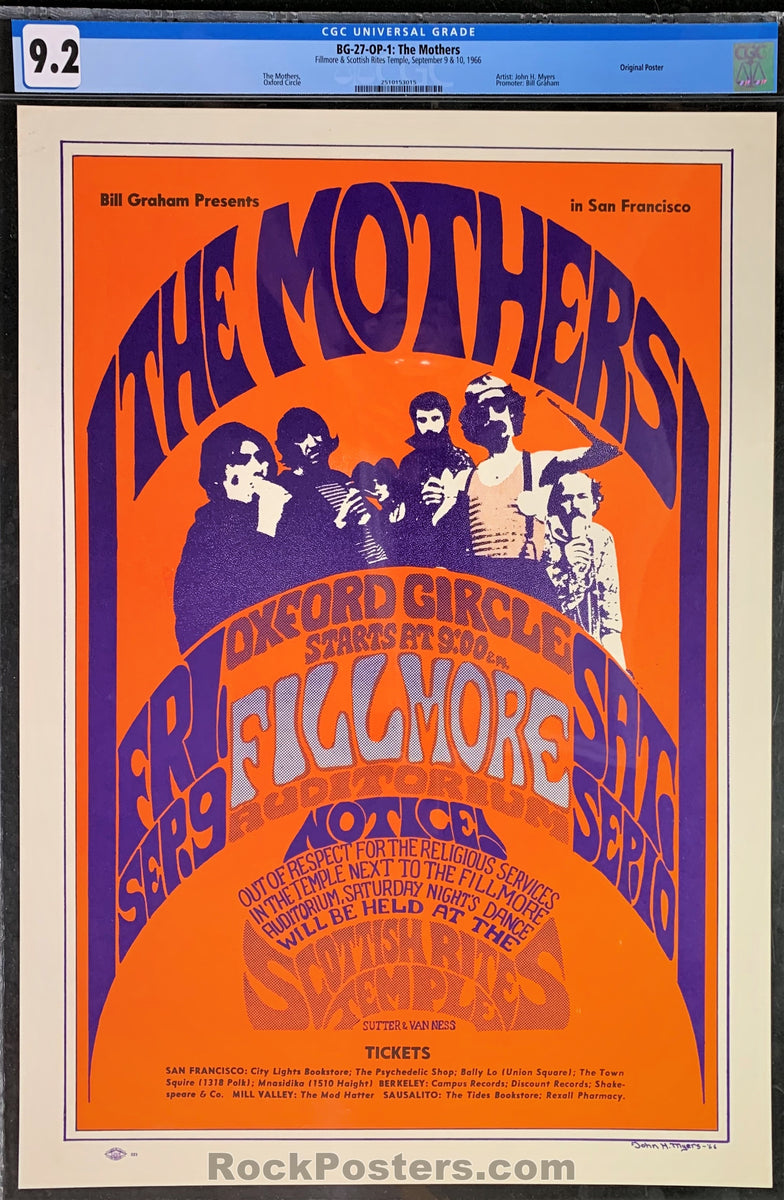 AUCTION - BG-27 - Mothers Frank Zappa - Fillmore Auditorium - CGC Grad ...
