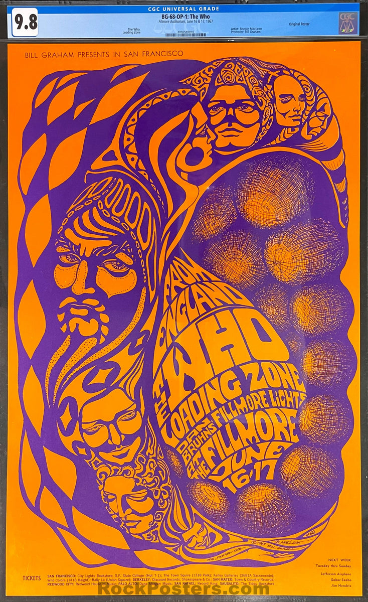 AUCTION - BG-68 - The Who - 1967 Poster - Fillmore Auditorium - CGC Gr ...