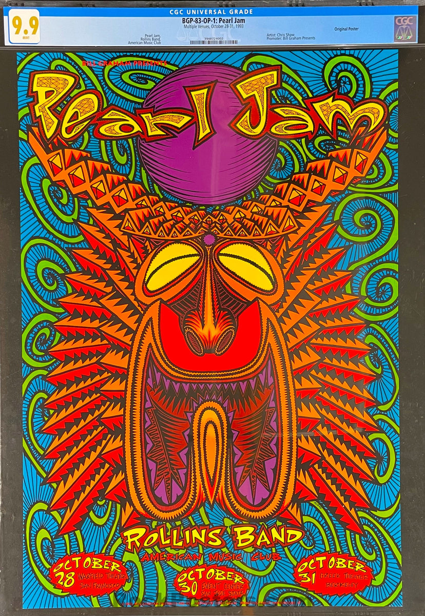 BGP-83 - Pearl Jam - 1993 Poster - Warfield Theater - CGC Graded 9.9 M ...