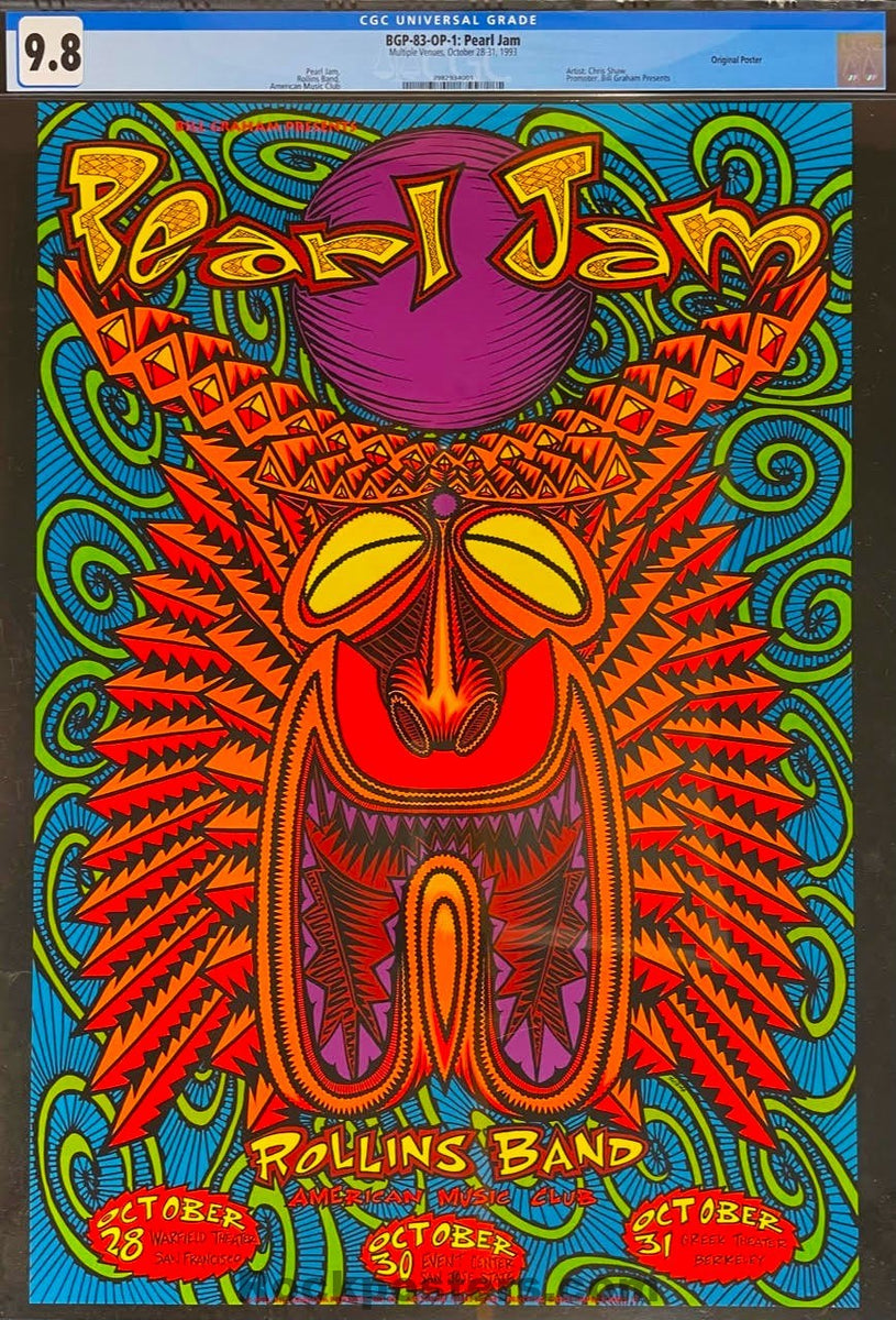 AUCTION - BGP-83 - Pearl Jam - 1993 Poster - Warfield Theater - CGC Gr ...