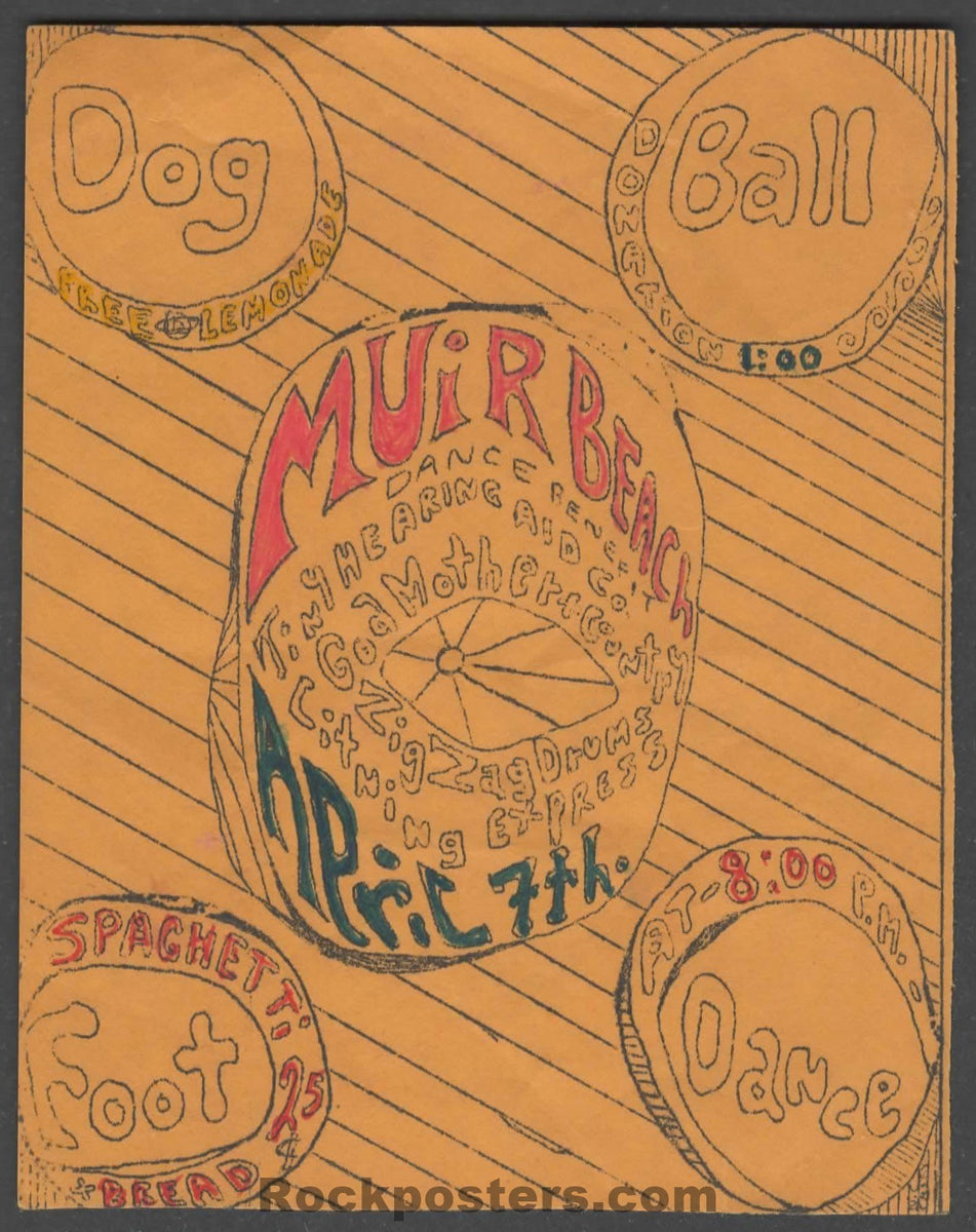 AUCTION - Muir Beach - God Mother - Hand Colored - 1966 Handbill - Exc ...